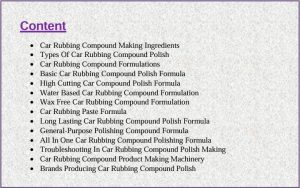 Car Rubbing Compound Formulation - At - 1 Chemical Formula Services