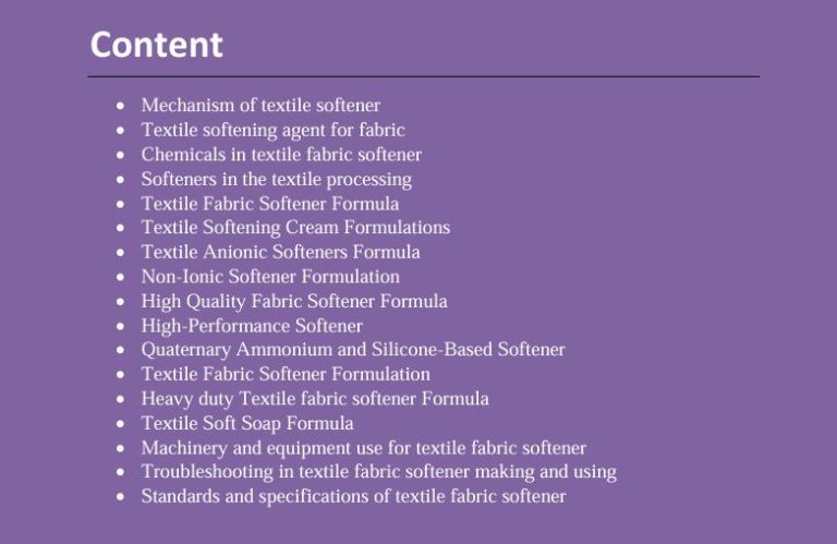 Textile Fabric Softener FormulaTextile Fabric Softener Formulation - At ...