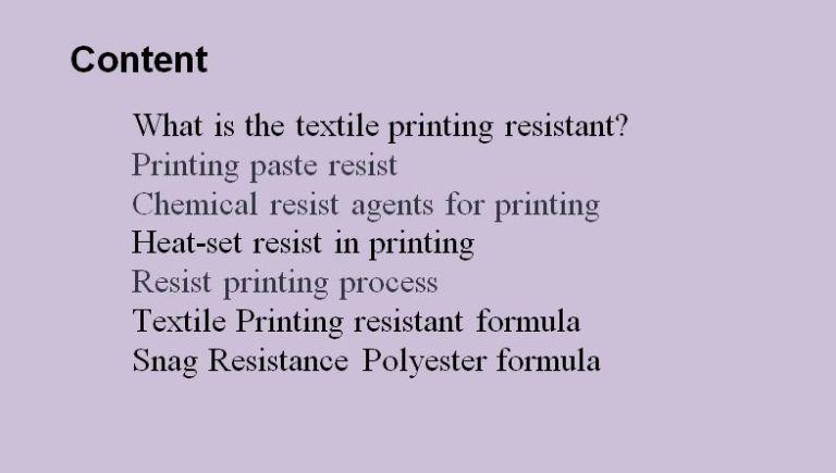 Textile Printing Resistant Formula - At - 1 Chemical Formula Services