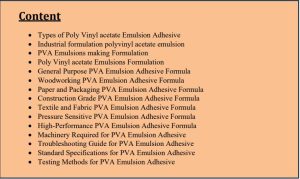 Poly Vinyl Acetate Emulsion Adhesive Formulation - At - 1 Chemical ...