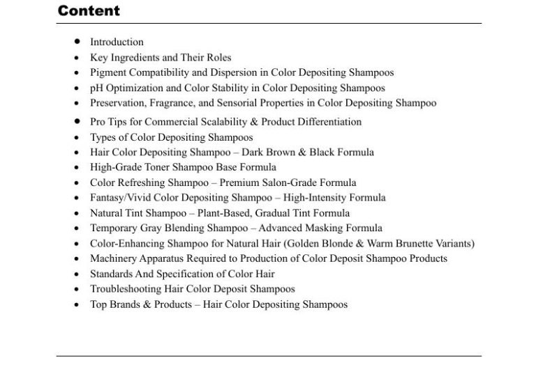 Color Depositing Shampoo Formulation - At - 1 Chemical Formula Services