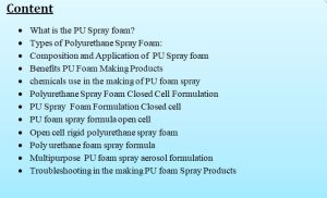 Polyurethane Spray Foam Formula - At - 1 Chemical Formula Services